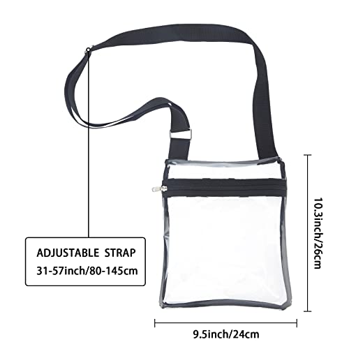 HAOGUAGUA Clear Crossbody Purse Bag, Clear Bag Stadium Approved for Concerts, Festivals, Sports Events (Black)