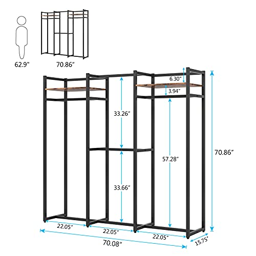 Tribesigns Garment Rack Heavy Duty Clothes Rack, Free Standing Closet Organizer with Shelves and Hanging Rod, Large Metal Clothing Rack for Hallway, Bedroom, Max Load 500Lbs (Dark Black)