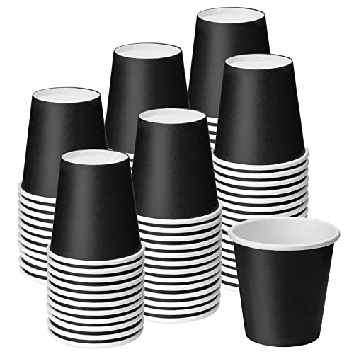 Huaiid 3 Oz 100 Packs Small Disposable Bathroom Mouthwash Cups Bathroom Paper Cups Espresso Paper Cups Small Paper Cups for Snack Bathroom Espresso Perfect for Home Condos Rvs Campers（Black）