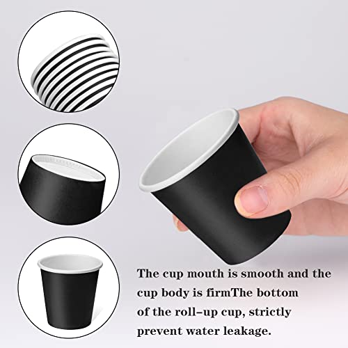 Huaiid 3 Oz 100 Packs Small Disposable Bathroom Mouthwash Cups Bathroom Paper Cups Espresso Paper Cups Small Paper Cups for Snack Bathroom Espresso Perfect for Home Condos Rvs Campers（Black）