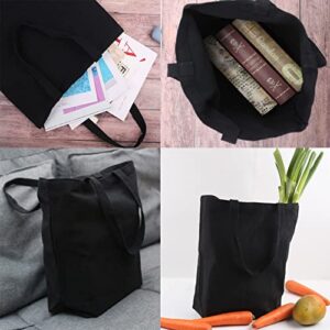 4 Pcs Black Reusable Large Canvas Tote Bags, Blank Multi-purpose Canvas Bags, Suitable for DIY Project, Grocery Bags, Shopping Bags, Book Bags, Gift Bags. Cotton bags. (Size: 15.7''x15.7''x4.7'')