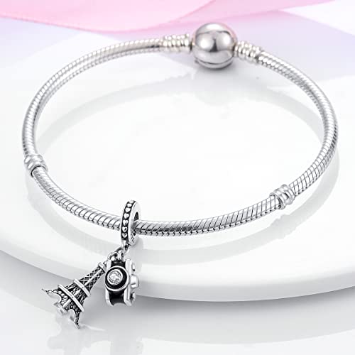 MULA 925 Sterling Silver Charms for Bracelets and Necklaces Lipstick and Bag Dangle Pendants Tower Camera Beads Charms Jewelry Gift for Women Girls