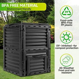 Large Garden Compost Bin, 80 Gallon (300L) Outdoor Composter Tumbler from BPA-Free Material for Fast Creation of Fertile Soil, Lightweight, Easy Assembly and Kitchen Waste Composting