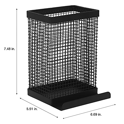 Kitchen Details Industrial Collection Tablet and Utensil Holder | Dimensions 6.69" x 5.51" x 7.48" | Freestanding | Rust Resistant | Kitchen Accessories | Matte Black