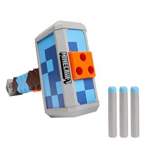 NERF Minecraft Stormlander Dart-Blasting Hammer, Fires 3 Darts, Includes 3 Official Elite Darts, Pull-Back Priming Handle