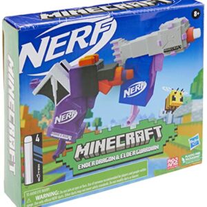 NERF MicroShots Minecraft Ender Dragon and Elder Guardian Mini Blaster 2-Pack, 4 Elite Darts, Pull to Prime Handle (Amazon Exclusive)