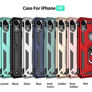 SunStory Compatible for iPhone XR Case with Tempered Glass Screen Protector,iPhone XR Phone Case with Magnetic Ring Kickstand for iPhone XR 2018 (Red, iPhone XR)