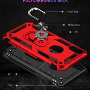 SunStory Compatible for iPhone XR Case with Tempered Glass Screen Protector,iPhone XR Phone Case with Magnetic Ring Kickstand for iPhone XR 2018 (Red, iPhone XR)