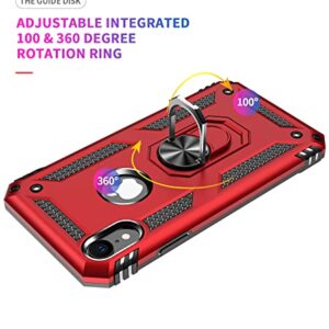 SunStory Compatible for iPhone XR Case with Tempered Glass Screen Protector,iPhone XR Phone Case with Magnetic Ring Kickstand for iPhone XR 2018 (Red, iPhone XR)