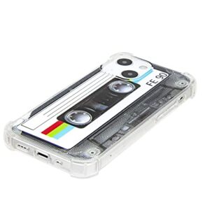 FAteamll Case for iPhone 13 Mini, Matte Finish Heavy Duty Soft Back Cover with Reinforced Corners TPU Soft Bumper Retro Cassette Tape Case Compatible with iPhone 13 Mini 5.4 Inch