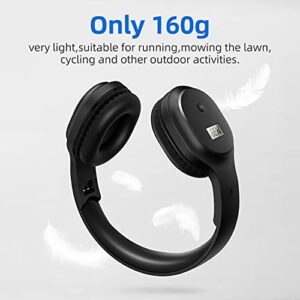 UMUTOO Wireless Headphones with FM Radio and Bluetooth 5.0, Rechargeable Portable Headset with Built-in Microphone, Lightweight and Comfortable Ear Muffs for Jogging, Mowing, Cycling, and More