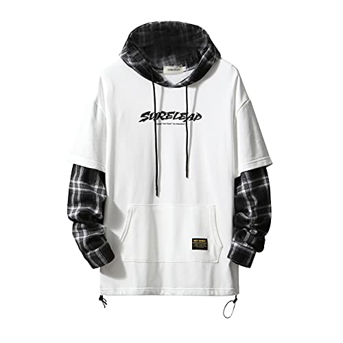 GURUNVANI Japan Style Patchwork Hoodies Men Characters Streetwear Hoodie Men Sweatshirt Medium