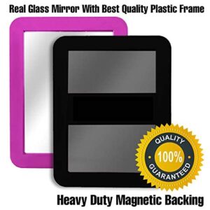 CEREM Locker Mirror Magnetic for Boys or Girls Locker, Black 5" x 7" - Real Glass Magnetic Mirror for School Locker, Office, Home