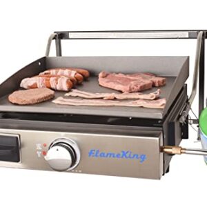 Flame King Flat Top Portable Propane Cast Iron Grill Griddle Tabletop, RV or Wall Mounted, Stand on Floor for Outdoor Camping, RV, Marine,Black