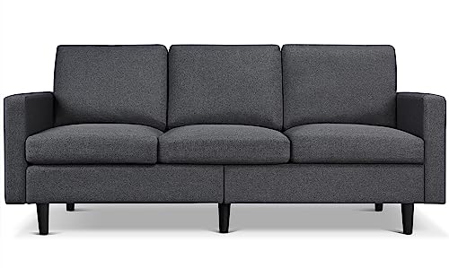 Yaheetech Contemporary Sofa 78.5’’ W 3-Seater Sofa Couch with Tufted Back Cushion Linen Fabric Upholstered Loveseat for Living Room Bedroom Gray