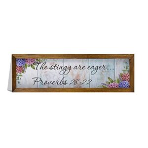 Rustic Wooden Wall Sign Decor with Quotes Proverbs 28：22 12839 The Stingy Are Eager. Proverbs 28：22 white-C-10 Inspirational Hanging Art 15x50cm Modern Farmhouse Gift