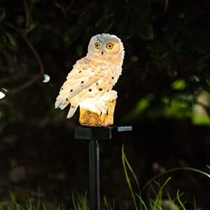 xurleq garden solar light outdoor decor, resin owl solar led light with stake, animal waterproof light for flower fence lawn passage walkway courtyard party decoration, owl