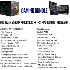 Micro Center AMD Ryzen 5 5600X Desktop Processor 6-core Up to 4.6GHz Unlocked with Wraith Stealth Cooler Bundle with MSI MPG B550 Gaming Plus ATX Gaming Motherboard (AMD AM4, DDR4, PCIe 4.0, M.2)