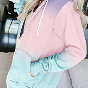 YOCUR Sudaderas Para Mujer Zip Top Womens Hoodie Multicolor Sweatshirt Fall Lightweight Long Sleeve Sweater Purple S