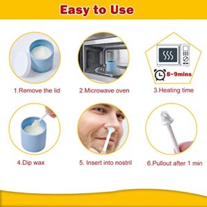 120g Wax Nose Wax Kit, Nose Hair Wax, Nose Wax with 40 Applicators and 20 Wipes, Quick and Painless Nose Hair Waxing Kit for Men and Women, Nose Hair Remover Wax Kits Used 20~25 Times Usage