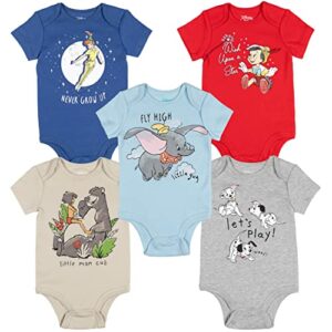 disney classics 101 dalmatians dumbo peter pan pinocchio baby boys 5 pack bodysuit 3-6 months