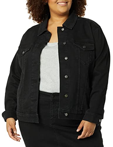 Amazon Essentials Women's Jean Jacket (Available in Plus Size), Black Wash, Medium