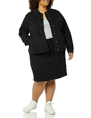 Amazon Essentials Women's Jean Jacket (Available in Plus Size), Black Wash, Medium