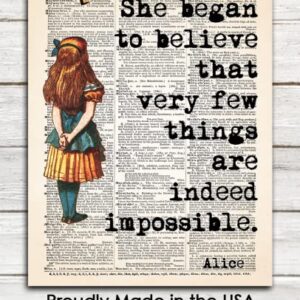 Motivational Wall Art Office Decor for Men & Women: "She Began To Believe" Alice in Wonderland 8x10 Inspirational, Motivational Poster & Positive Affirmations Wall Decor