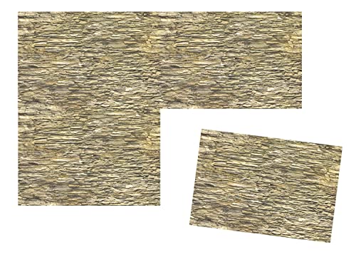 Retro-Art 3D Wall Panels, Pack of 6, Stone Wall in Beige Yellow, PVC, 37.2" x 25.5", Cover 39.53 sq.ft., 186FB