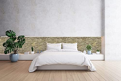 Retro-Art 3D Wall Panels, Pack of 6, Stone Wall in Beige Yellow, PVC, 37.2" x 25.5", Cover 39.53 sq.ft., 186FB