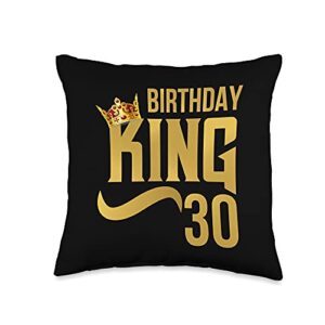 men's outfit birthday royal crown 30th birthday mens king 30 crown birthday party throw pillow, 16x16, multicolor