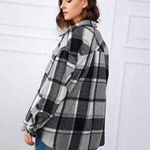 AUTOMET Womens Casual Plaid Shacket Wool Blend Button Down Long Sleeve Shirt Fall Jacket Shackets