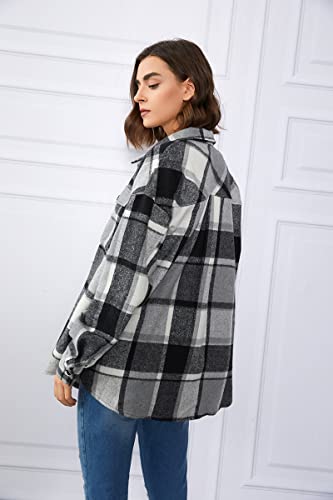 AUTOMET Womens Casual Plaid Shacket Wool Blend Button Down Long Sleeve Shirt Fall Jacket Shackets