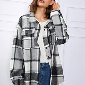 AUTOMET Womens Casual Plaid Shacket Wool Blend Button Down Long Sleeve Shirt Fall Jacket Shackets