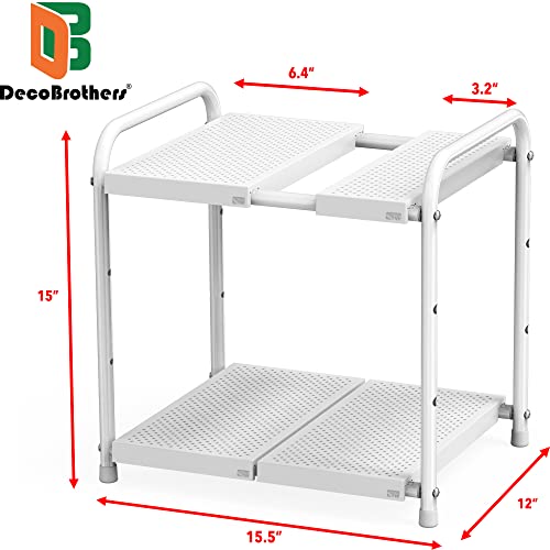 DecoBros Under Sink 2 Tier Expandable Shelf Organizer, White