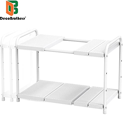 DecoBros Under Sink 2 Tier Expandable Shelf Organizer, White