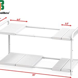 DecoBros Under Sink 2 Tier Expandable Shelf Organizer, White