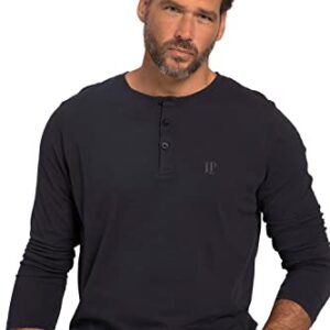 JP 1880 Menswear Big & Tall Plus Size L-8XL Henley, Basic, Top, Long-Sleeve, Button Placket, Up to 8XL Dark Navy XXXXX-Large 702555730