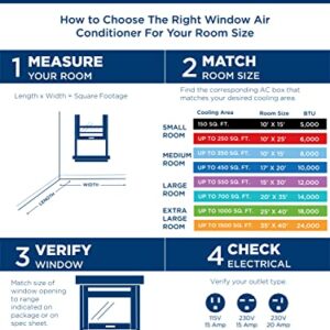 GE Window Air Conditioner 8000 BTU, Wi-Fi Enabled, Black, Energy-Efficient Cooling for Medium Rooms, 8K BTU Window AC Unit with Easy Install Kit, Control Using Remote or Smartphone App