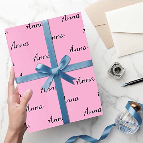 MyPupSocks Customized Logo Wrapping Paper, Personalized Wrapping Paper Name Pink Text Name Gift Wrap Paper Roll 58x23 for Women Men Kids Boys Girls Baby Birthday 1 Roll