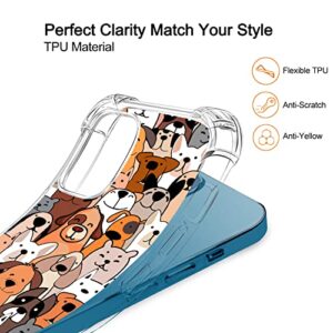 Hi Space Compatible with iPhone 13 Mini Case 2021 5.4 Inch, Dog Cartoon Ultra Clear Slim Transparent Flexible TPU Bumper Shockproof Protective Cover for iPhone 13 Mini