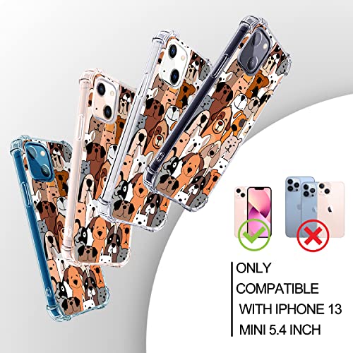 Hi Space Compatible with iPhone 13 Mini Case 2021 5.4 Inch, Dog Cartoon Ultra Clear Slim Transparent Flexible TPU Bumper Shockproof Protective Cover for iPhone 13 Mini