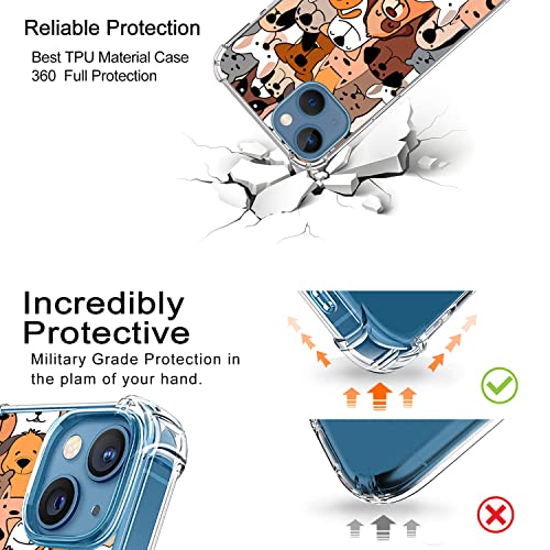 Hi Space Compatible with iPhone 13 Mini Case 2021 5.4 Inch, Dog Cartoon Ultra Clear Slim Transparent Flexible TPU Bumper Shockproof Protective Cover for iPhone 13 Mini