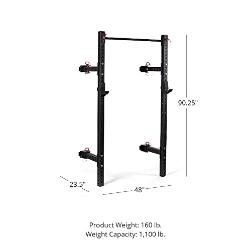 Titan Fitness X-3 Series 91in Wall Mounted Folding Power Rack, 21in Depth Space Savings Rack, Folds up to 8â€ from the Wall