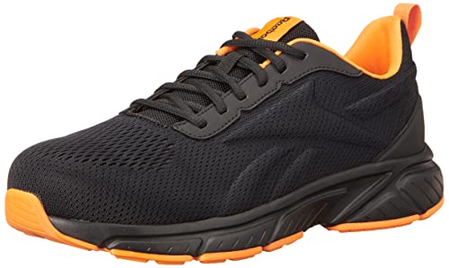 Amazon Essentials by Reebok Men's All Day Comfort Slip-Resistant Alloy-Toe Safety Work Shoe, Black/Orange, 11.5