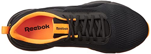 Amazon Essentials by Reebok Men's All Day Comfort Slip-Resistant Alloy-Toe Safety Work Shoe, Black/Orange, 11.5