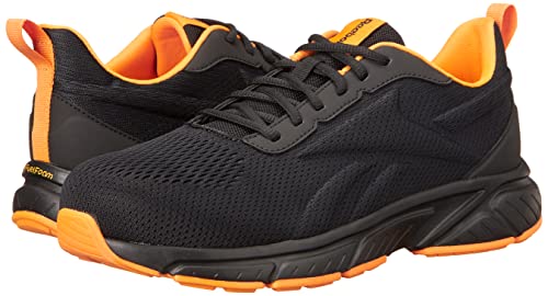 Amazon Essentials by Reebok Men's All Day Comfort Slip-Resistant Alloy-Toe Safety Work Shoe, Black/Orange, 11.5