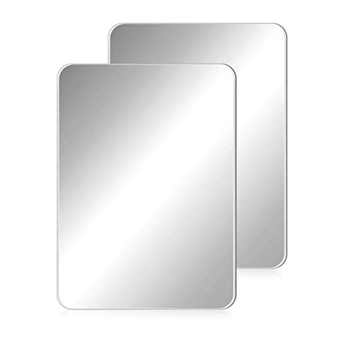 2 Pieces Magnetic Locker Mirror Small Real Glass Mirror for School Locker Rectangular Locker Accessories Magnetic Makeup Mirror for Girls Bathroom Household Refrigerator Office Cabinet, 5.8 x 4 Inch