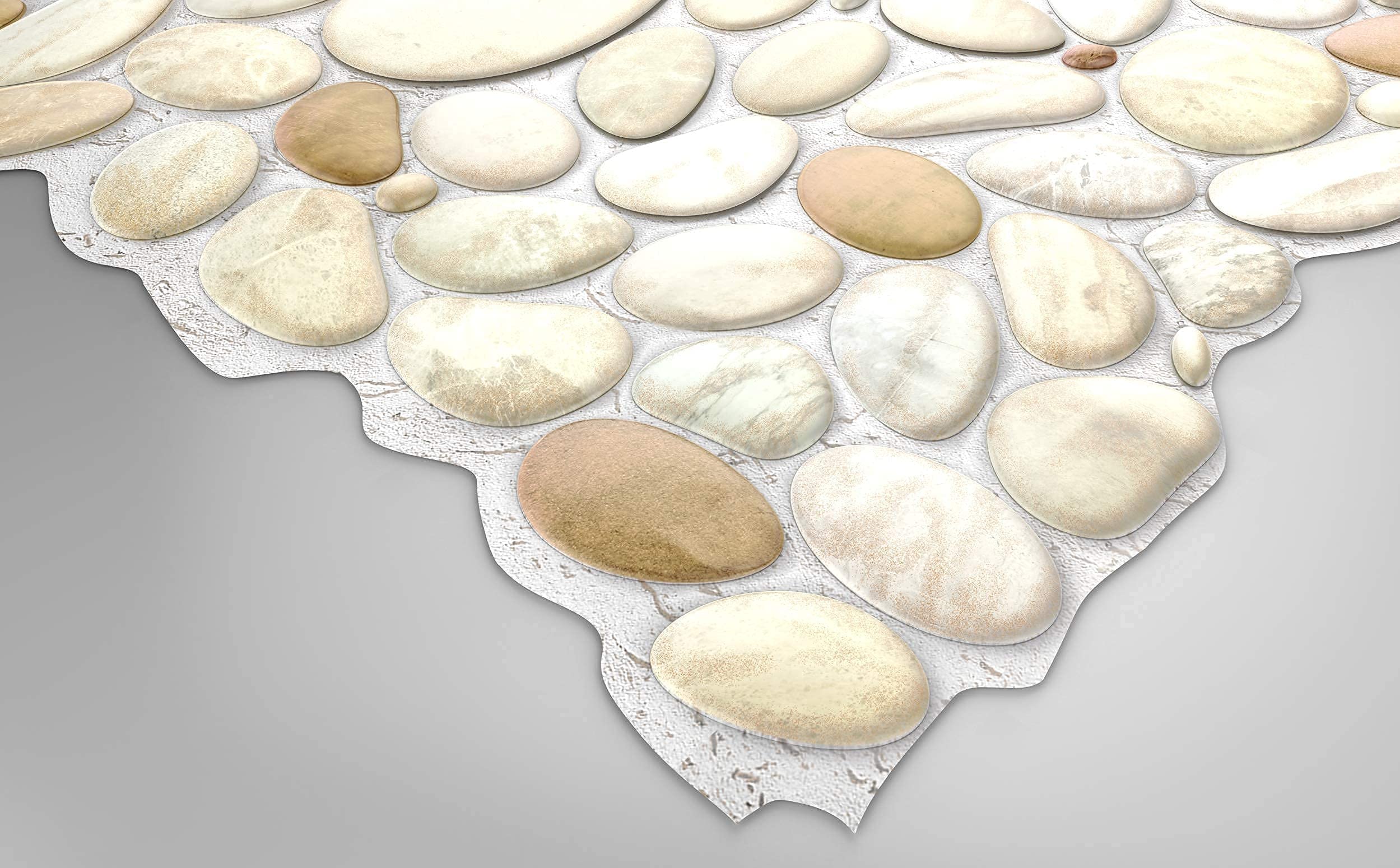 Sample for Display Purpose only Retro-Art 3D Wall Panels, Natural Pebble in White Beige Grey, PVC, 7"x10", 564PP