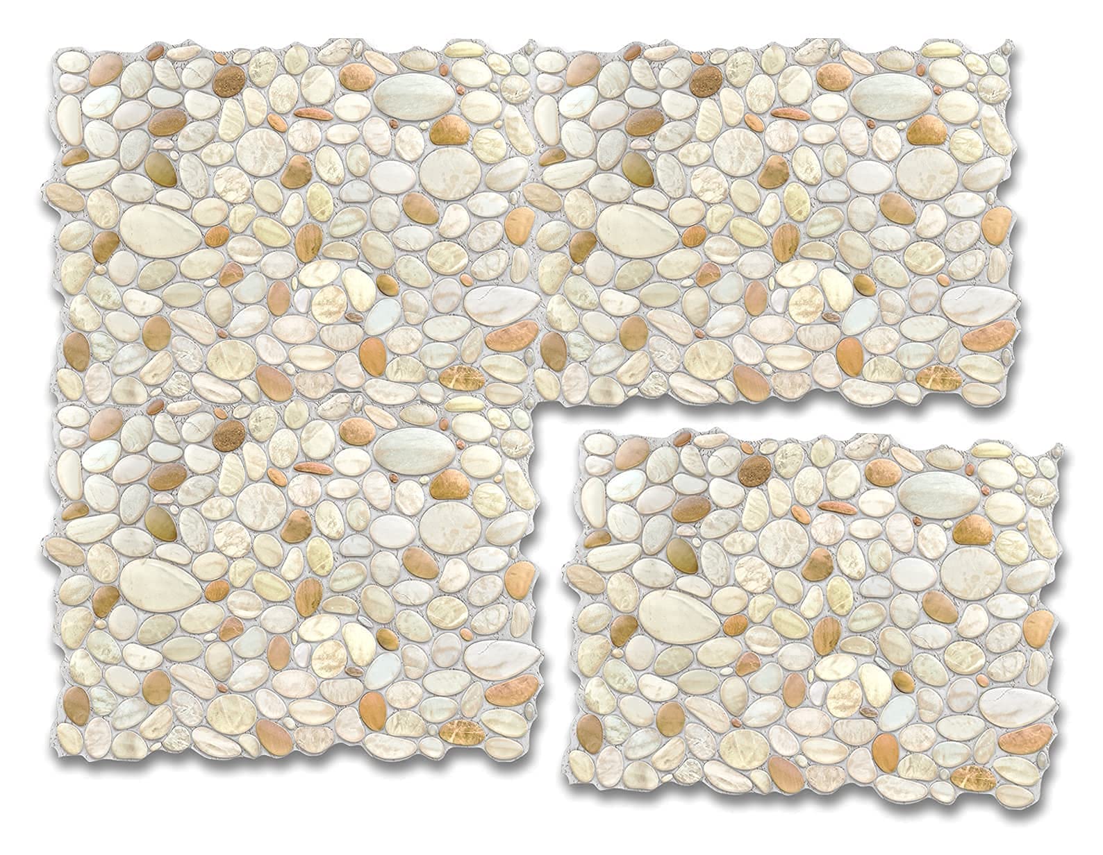 Sample for Display Purpose only Retro-Art 3D Wall Panels, Natural Pebble in White Beige Grey, PVC, 7"x10", 564PP